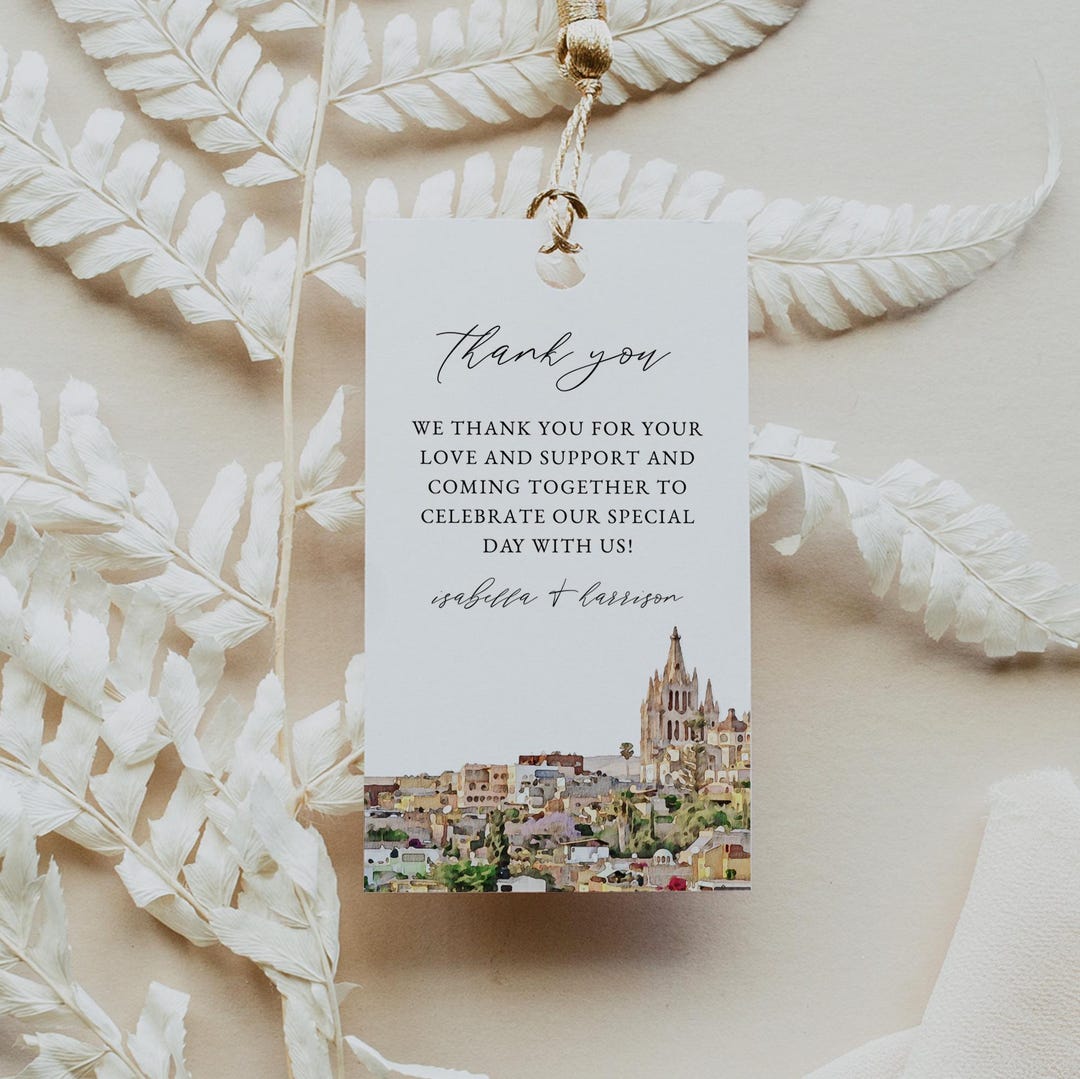 SAN MIGUEL Favor Tag Template, San Miguel Skyline Gift Tag Printable ...