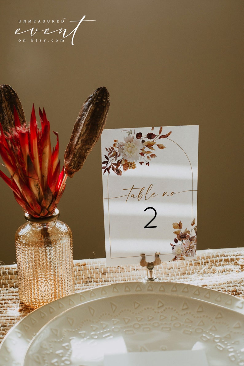 TALIA Fall Wedding Table Number Template Autumn Floral Table - Etsy