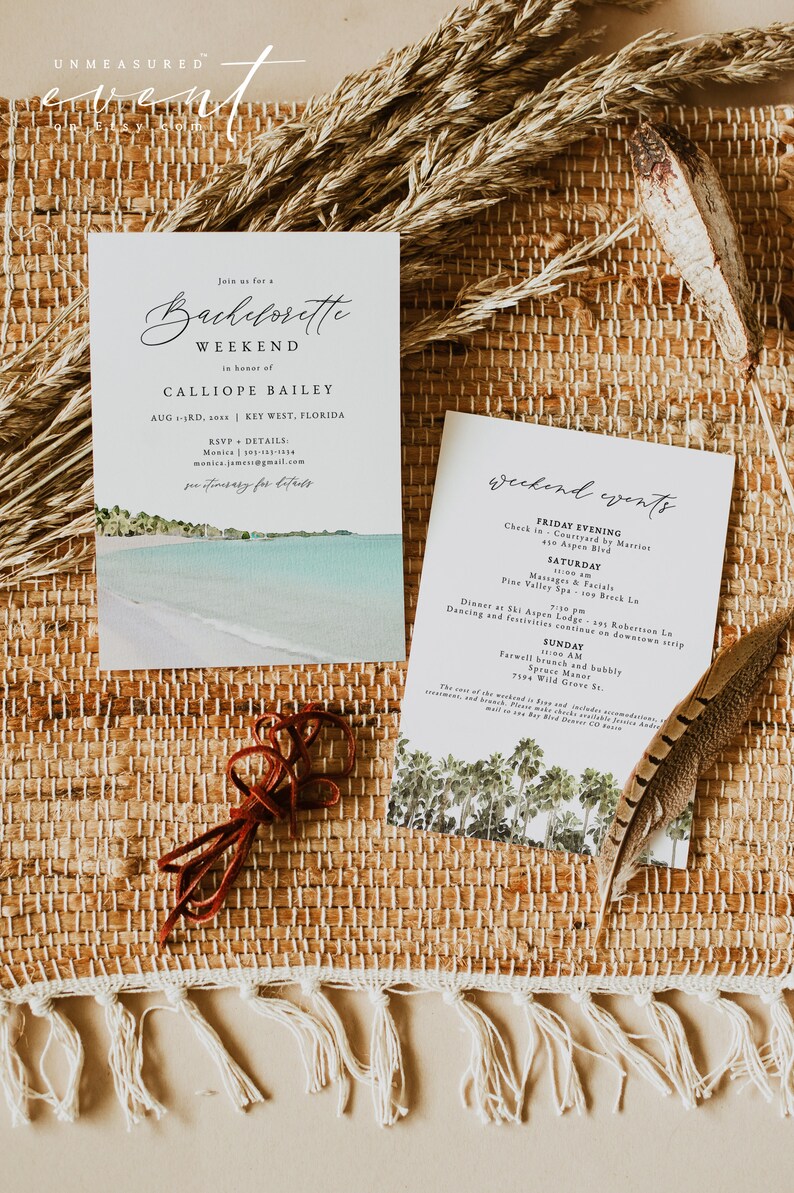 KEY WEST Bachelorette Invitation & Itinerary Template, Tropical ...