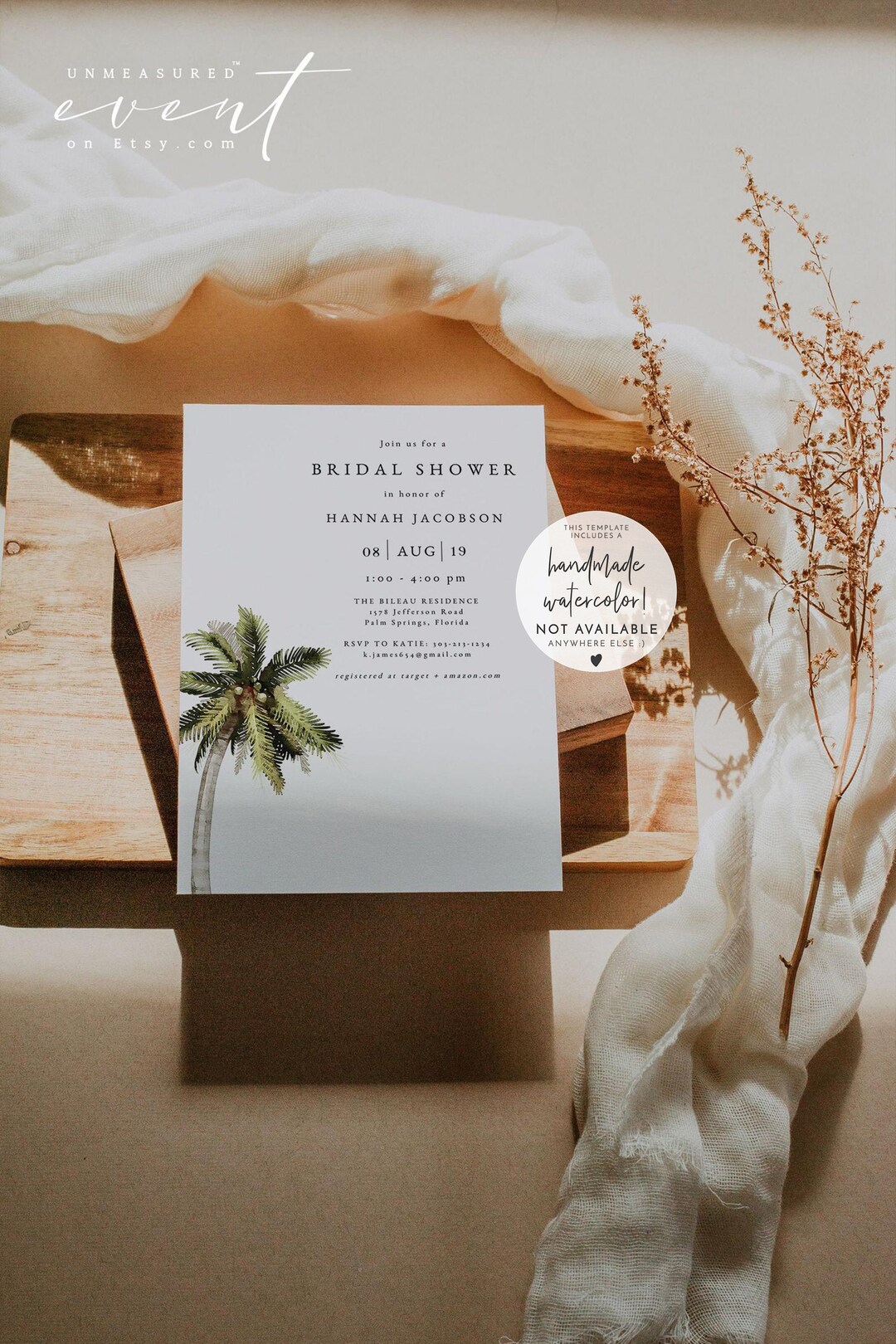 MONA Bridal Shower Invitation Printable, Tropical Bridal Shower Invite ...
