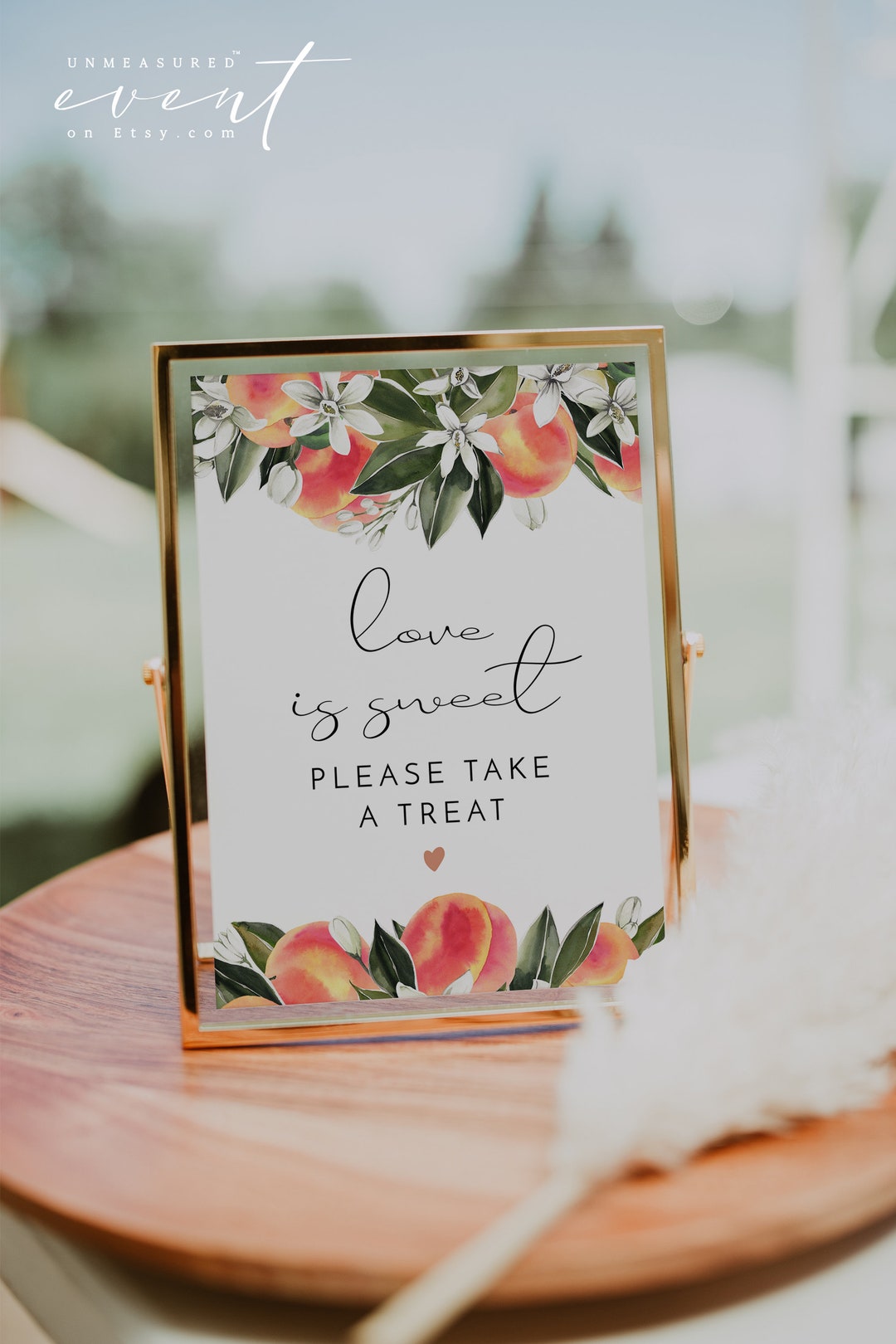 SAVANNAH Love is Sweet Sign Printable, Peach Wedding Favor Sign, Please ...