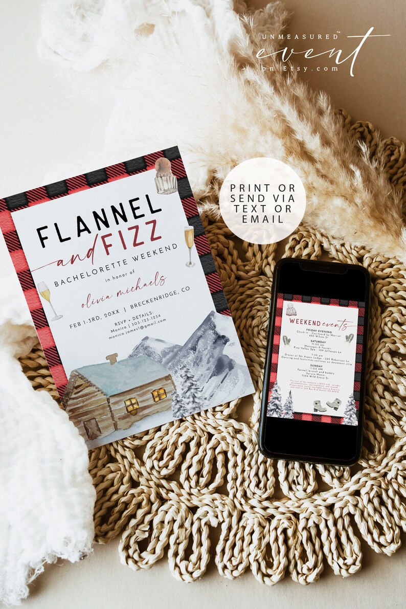FROST Flannel and Fizz Bachelorette Invite Template Flannel - Etsy