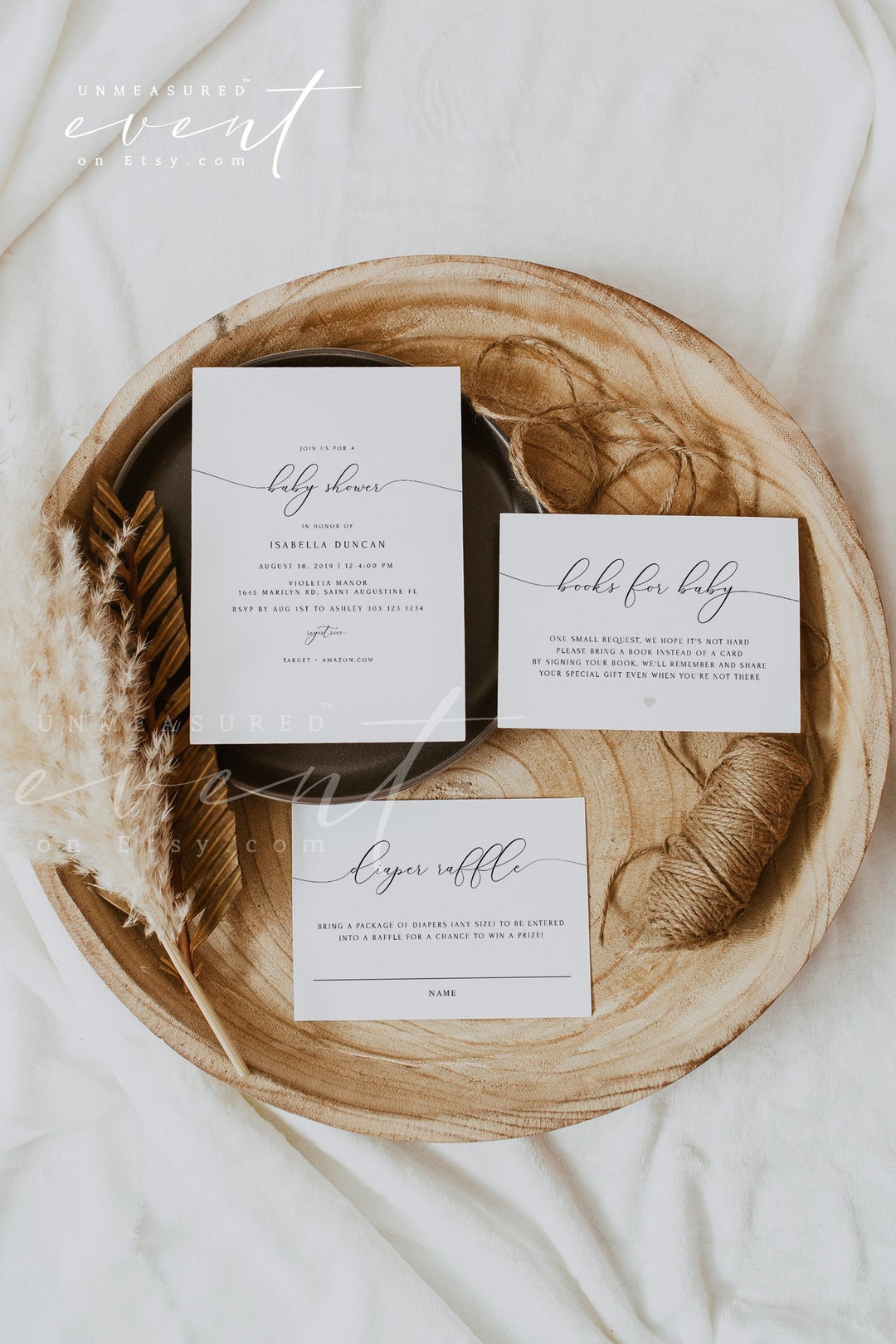 Baby Shower Invitation Suite, Minimalist Calligraphy Baby Shower ...