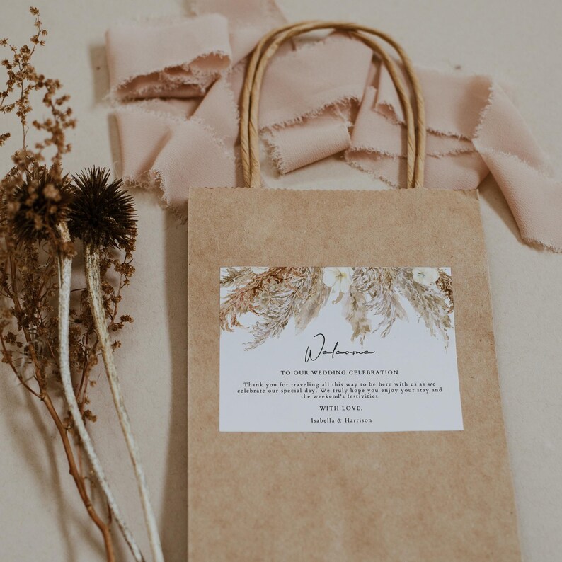 Pampas Welcome Bag Label Template, Welcome Bag Stickers, Wedding ...