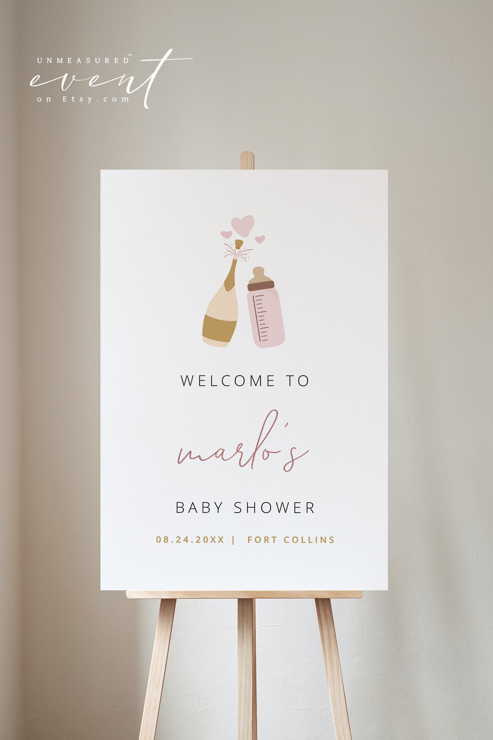 ANDI Blush Baby Shower Welcome Sign Template Poppin' - Etsy
