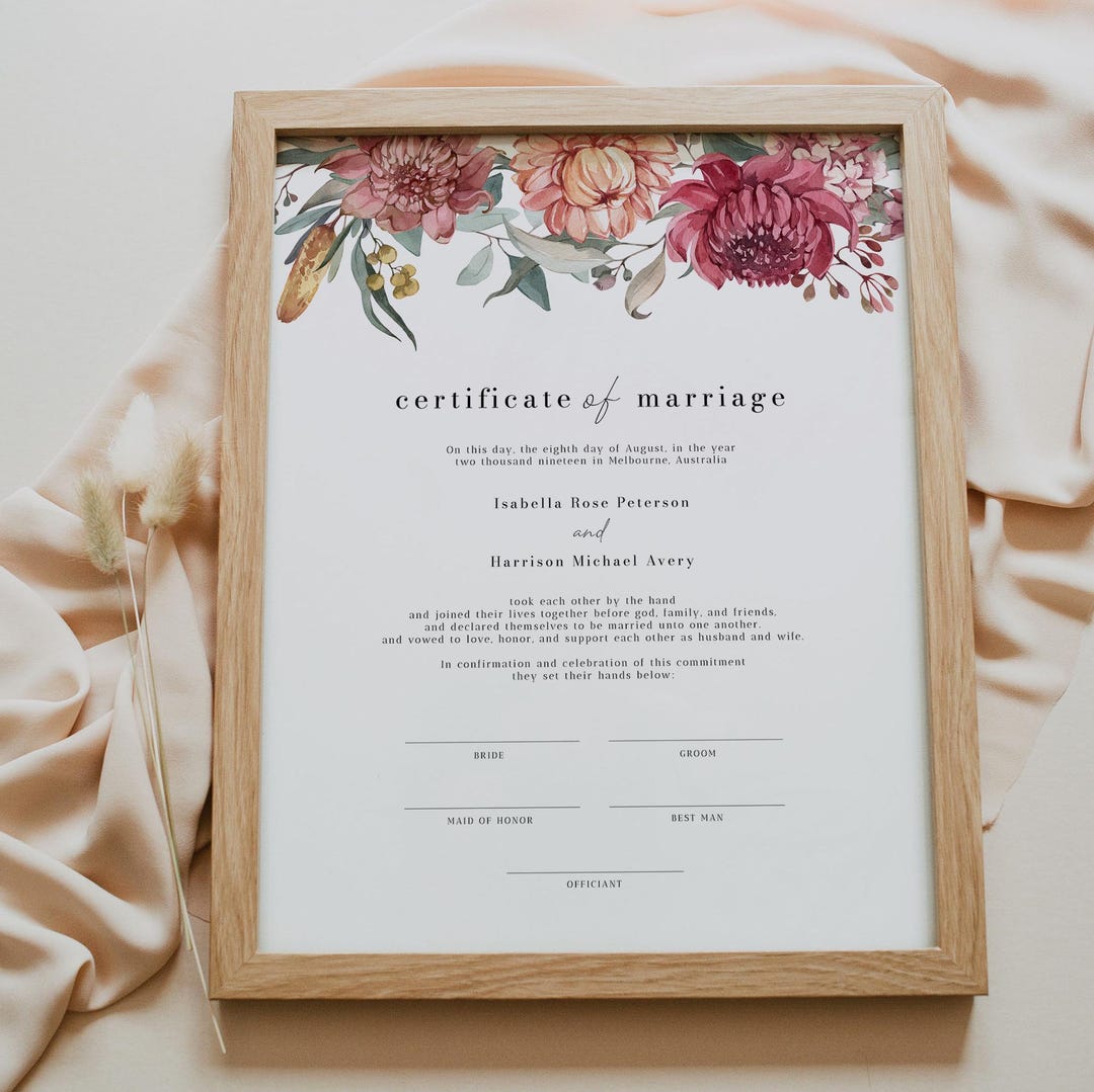 Marriage Certificate Template, Printable Marriage Certificate Keepsake ...