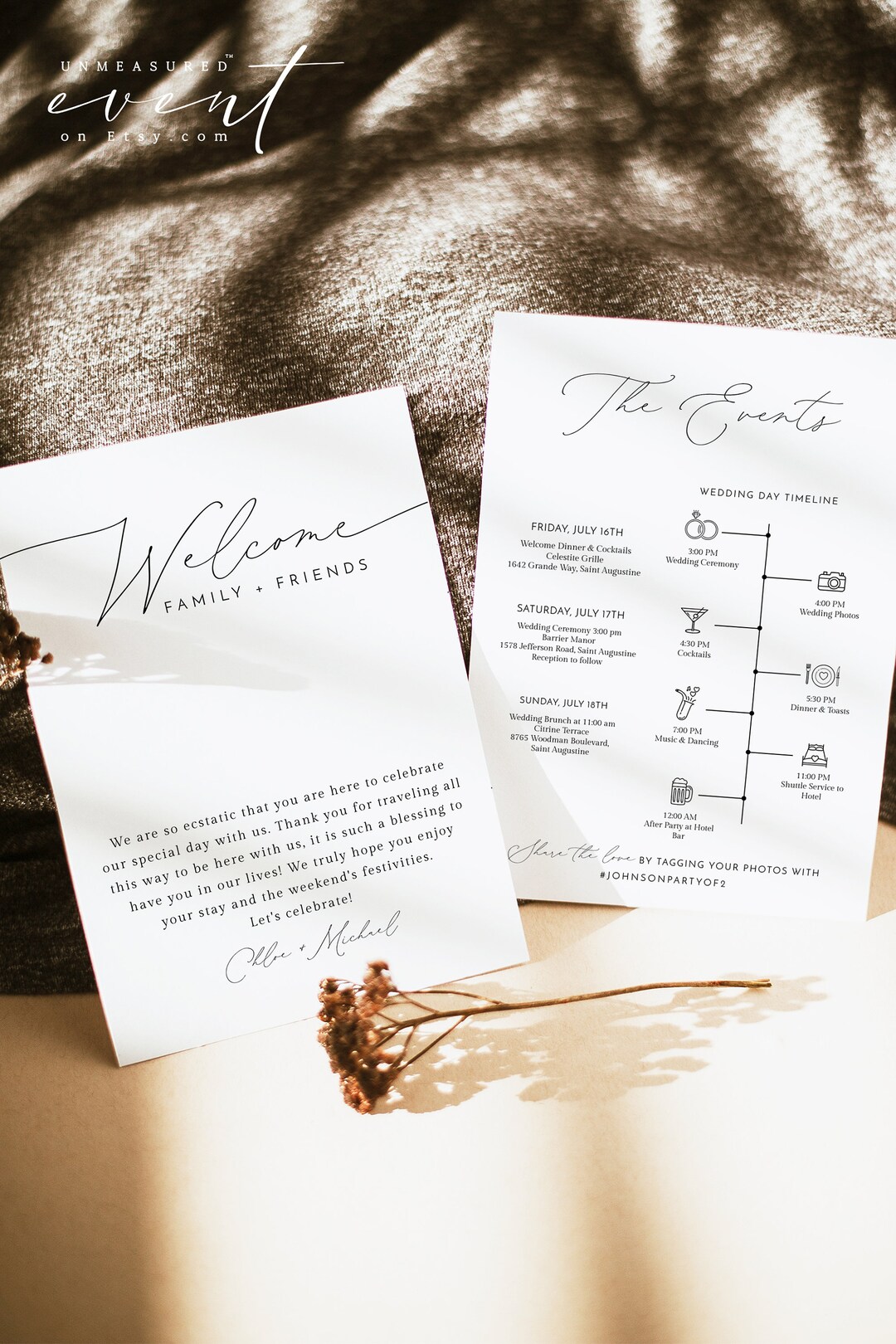 CHLOE Wedding Event Card, Wedding Welcome Letter Template, Wedding ...
