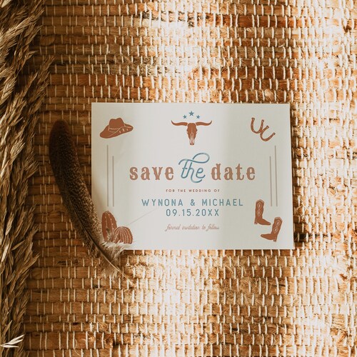 Western Save the Date Template Boho Southwestern Wedding Ranch - Etsy