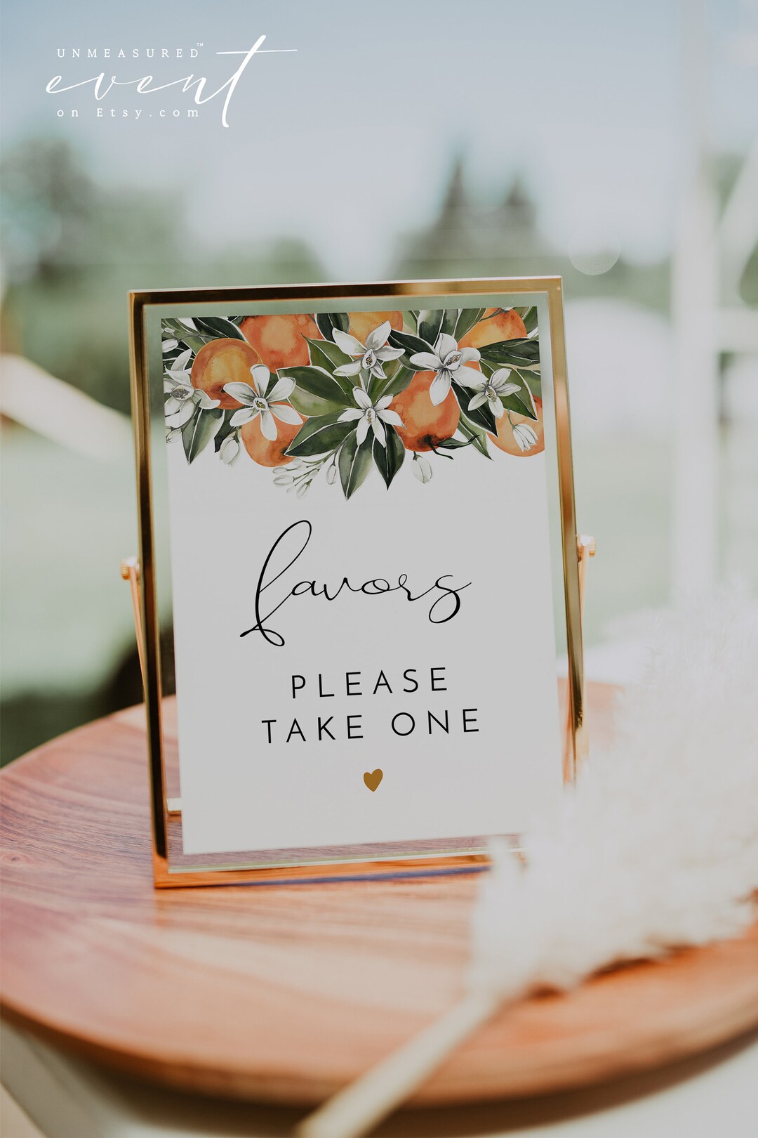 Favor Sign Template, Printable Favors Sign, Watercolor Oranges Favor ...