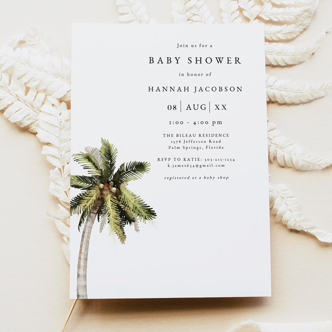 MONA Baby Shower Invitation Printable, Tropical Baby Shower Invite ...