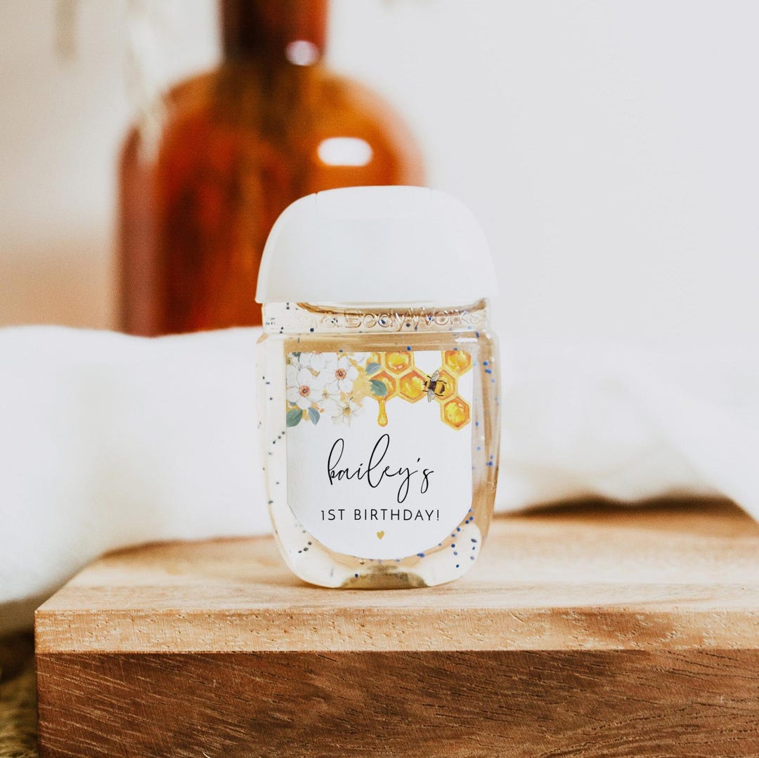Bee Sanitizer Label Template, Honey Bee Printable Sanitizer Label for ...