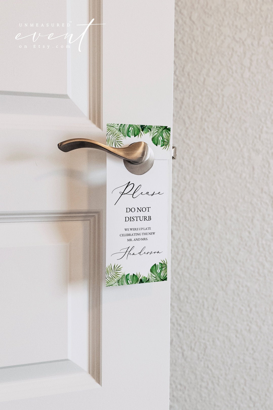 Wedding Door Hanger Template, Printable Do Not Disturb Wedding Door Tag ...