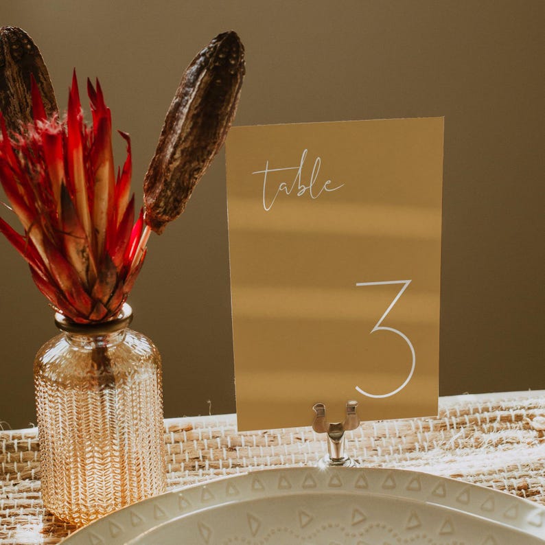 Modern Bohemian Table Numbers Printable, Mustard Table Number, Fall ...