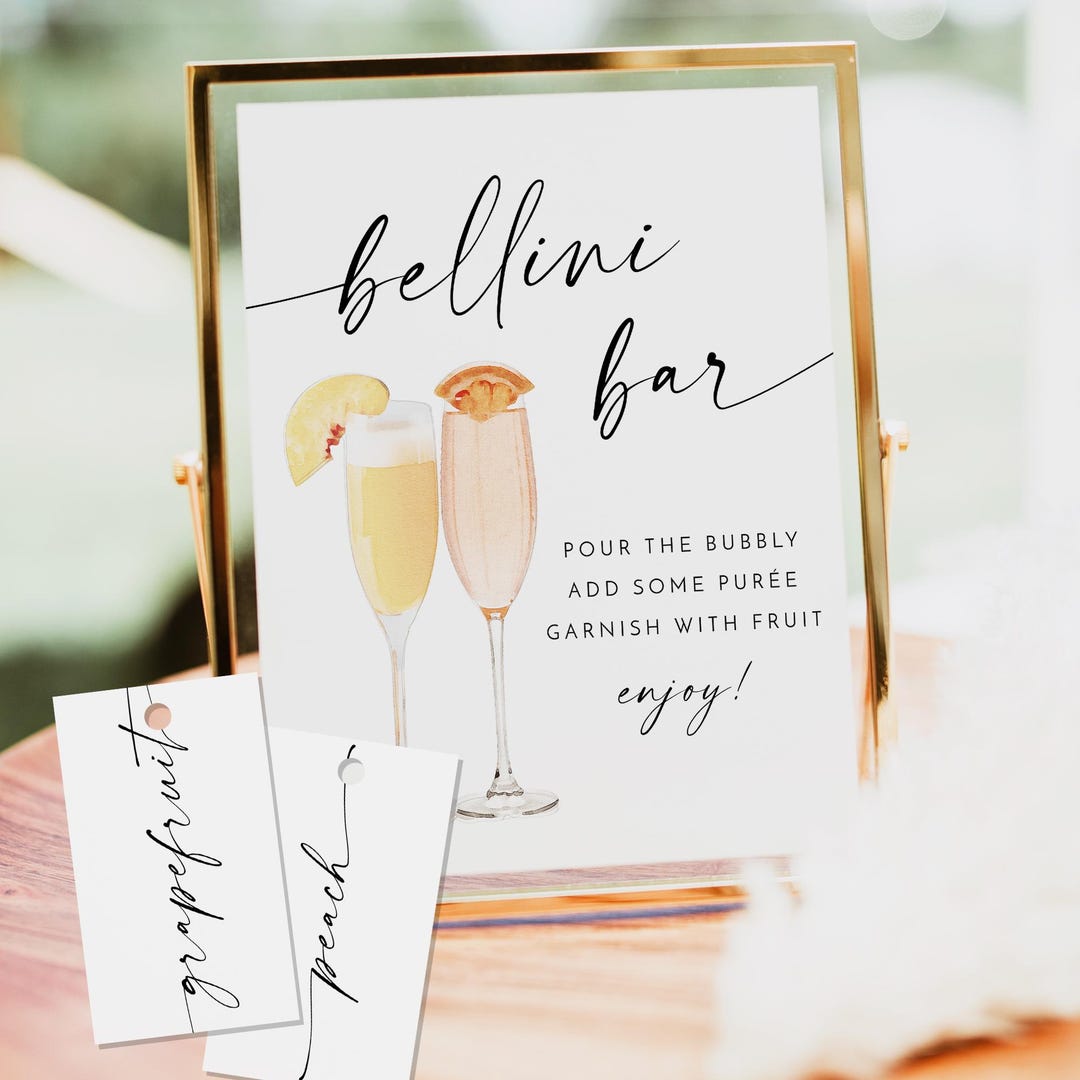 BLAIR Bellini Bar Sign and Tag Template Set, Wedding and Bridal Shower ...