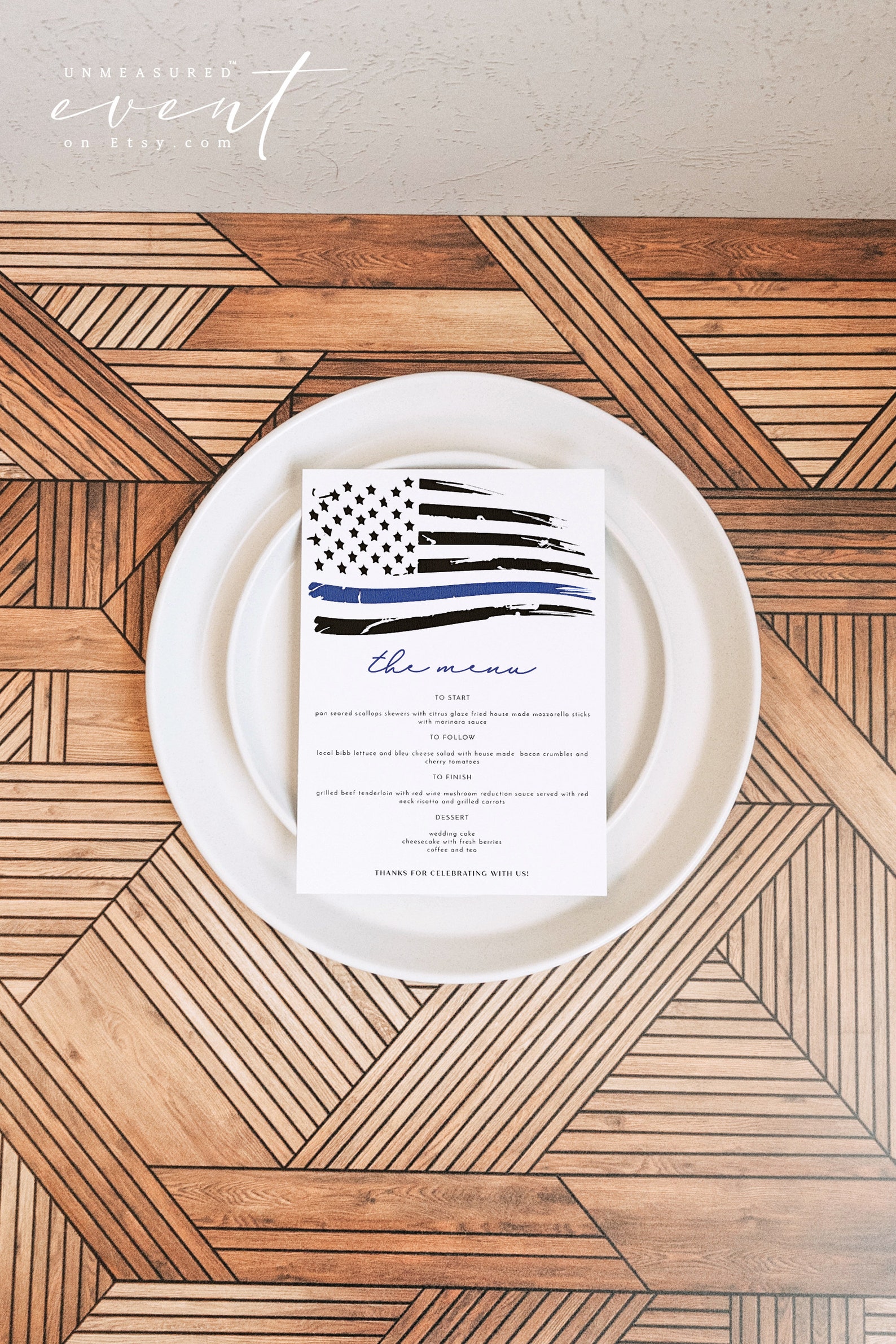 Police Thin Blue Line Menu Template Thin Blue Line Flag Menu - Etsy