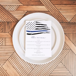 Police Thin Blue Line Menu Template, Thin Blue Line Flag Menu, Police ...