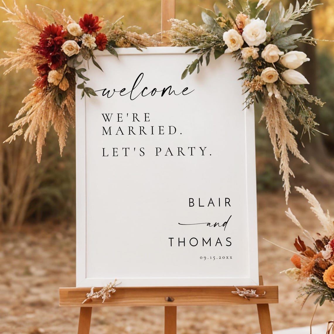Bohemian Wedding Welcome Sign Template, Let's Party Wedding Welcome ...