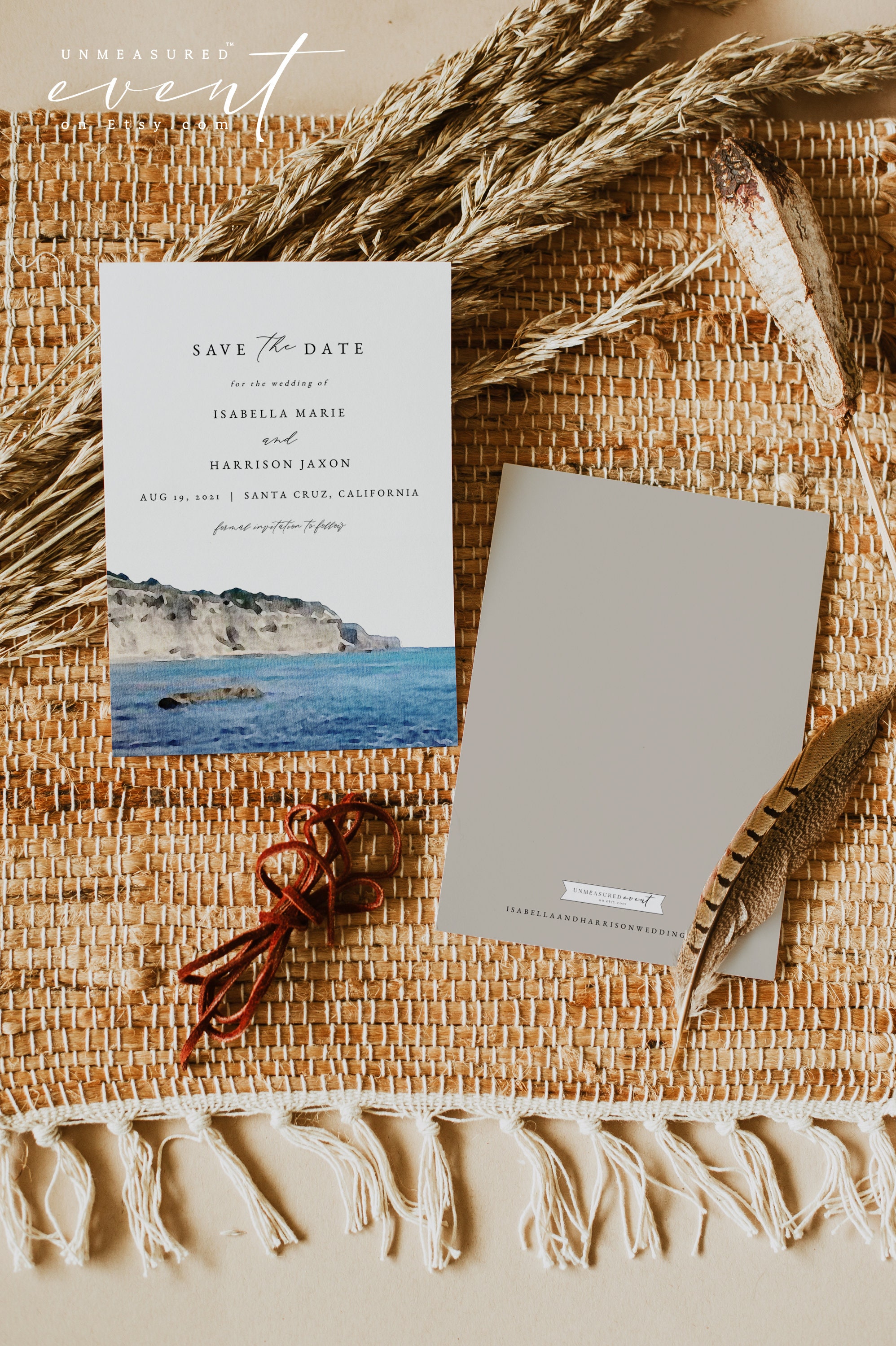 Santa Cruz Save the Date Template Watercolor California - Etsy
