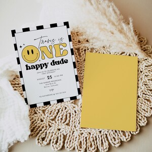 TRAVIS One Happy Dude Birthday Invitation Template, Happy Face Birthday ...