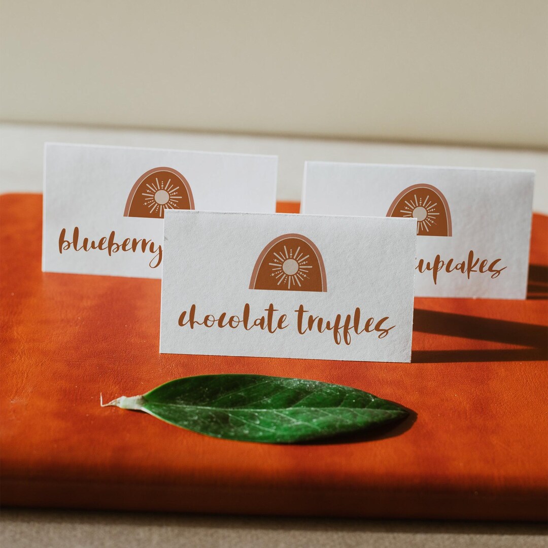 Boho Rainbow Buffet Card Template, Bohemian Rainbow Food Labels ...