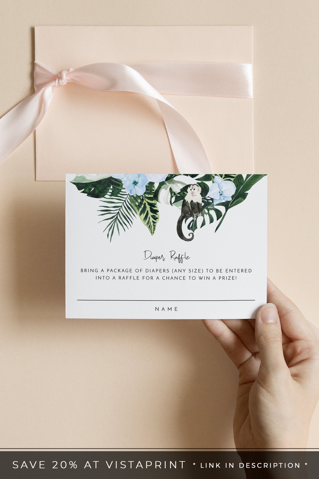 AMARA Boy Safari Baby Shower Diaper Raffle Card Template, Jungle Baby ...