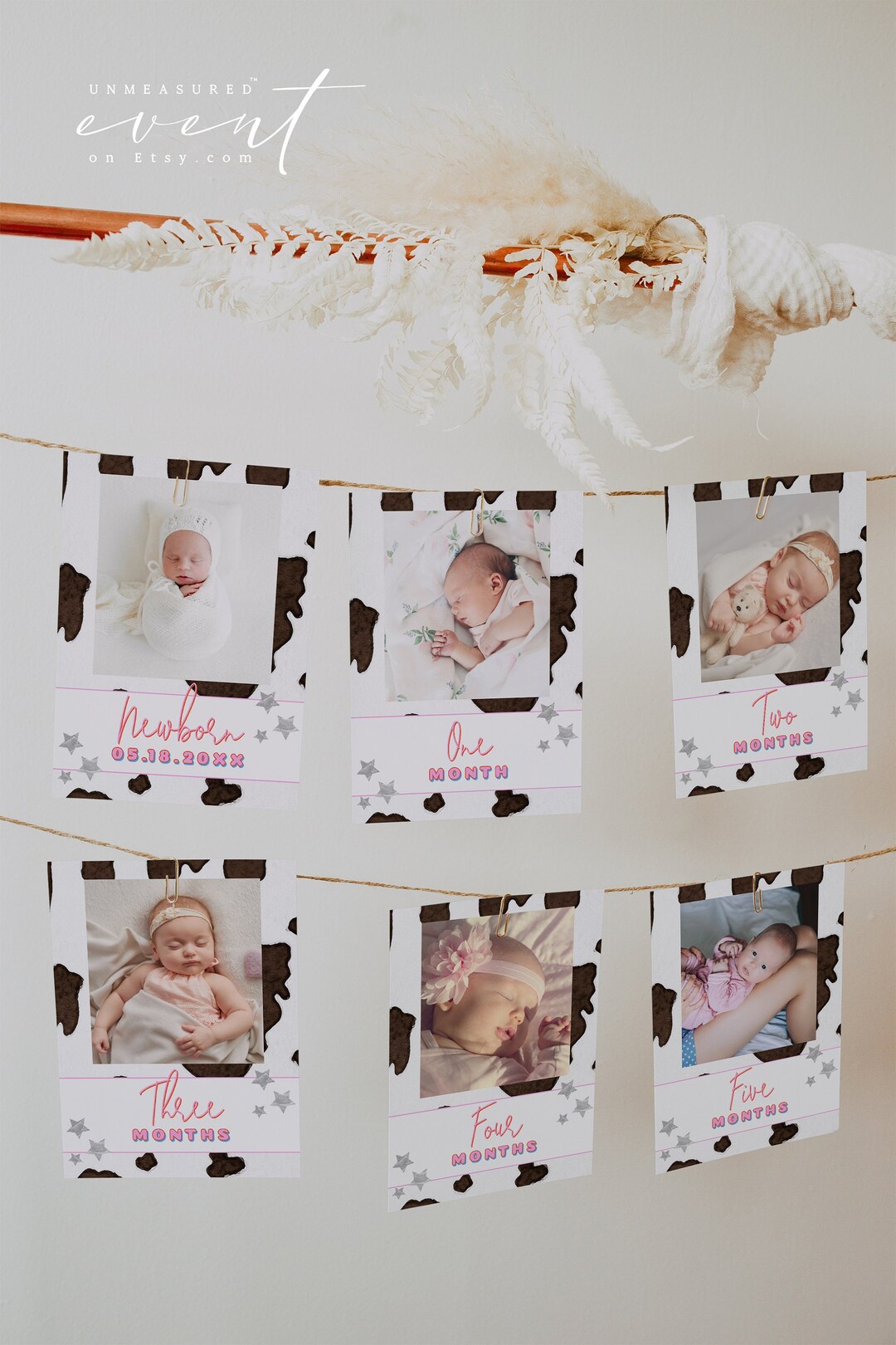 DINA Space Cowgirl First Birthday Photo Banner, 1st Birthday Photo ...