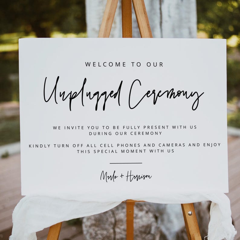 Unplugged Ceremony Sign, Modern Wedding Unplugged Sign, Unplugged ...