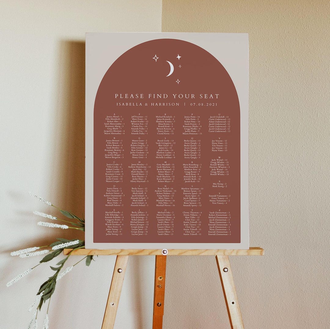 Arched Wedding Seating Chart Template, Terracotta Seating Chart ...