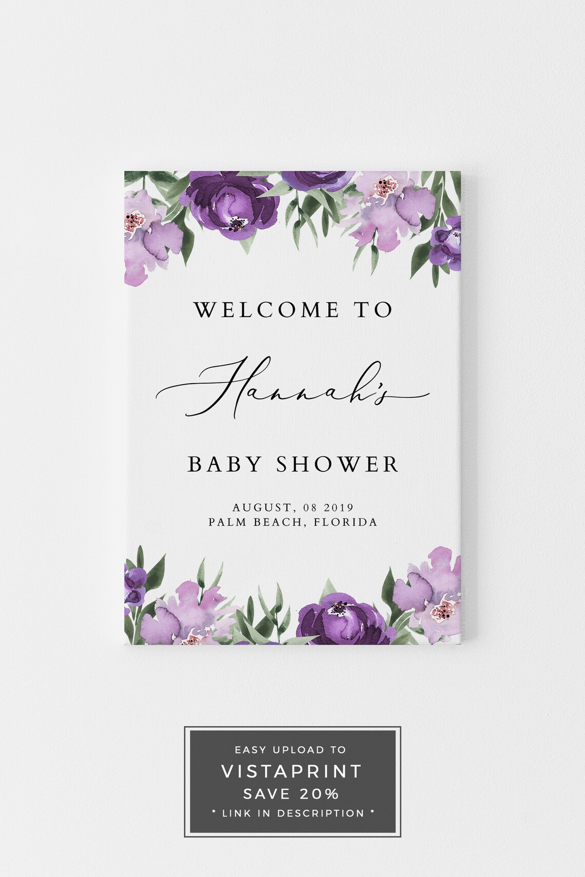 LILAH Baby Shower Welcome Sign Lavender Floral Baby Shower - Etsy
