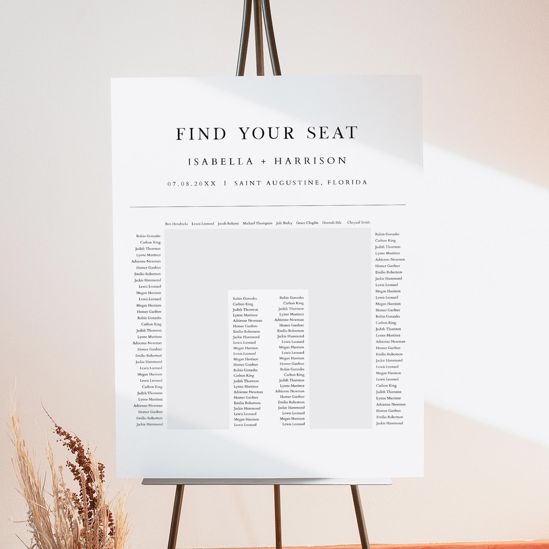 HARPER Minimalist U-shaped Seating Chart Template, Horseshoe Table ...