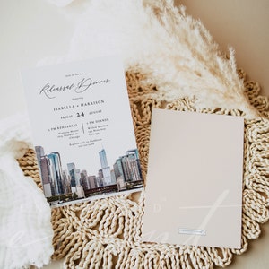 CHICAGO Rehearsal Dinner Invitation Template, Watercolor Chicago ...