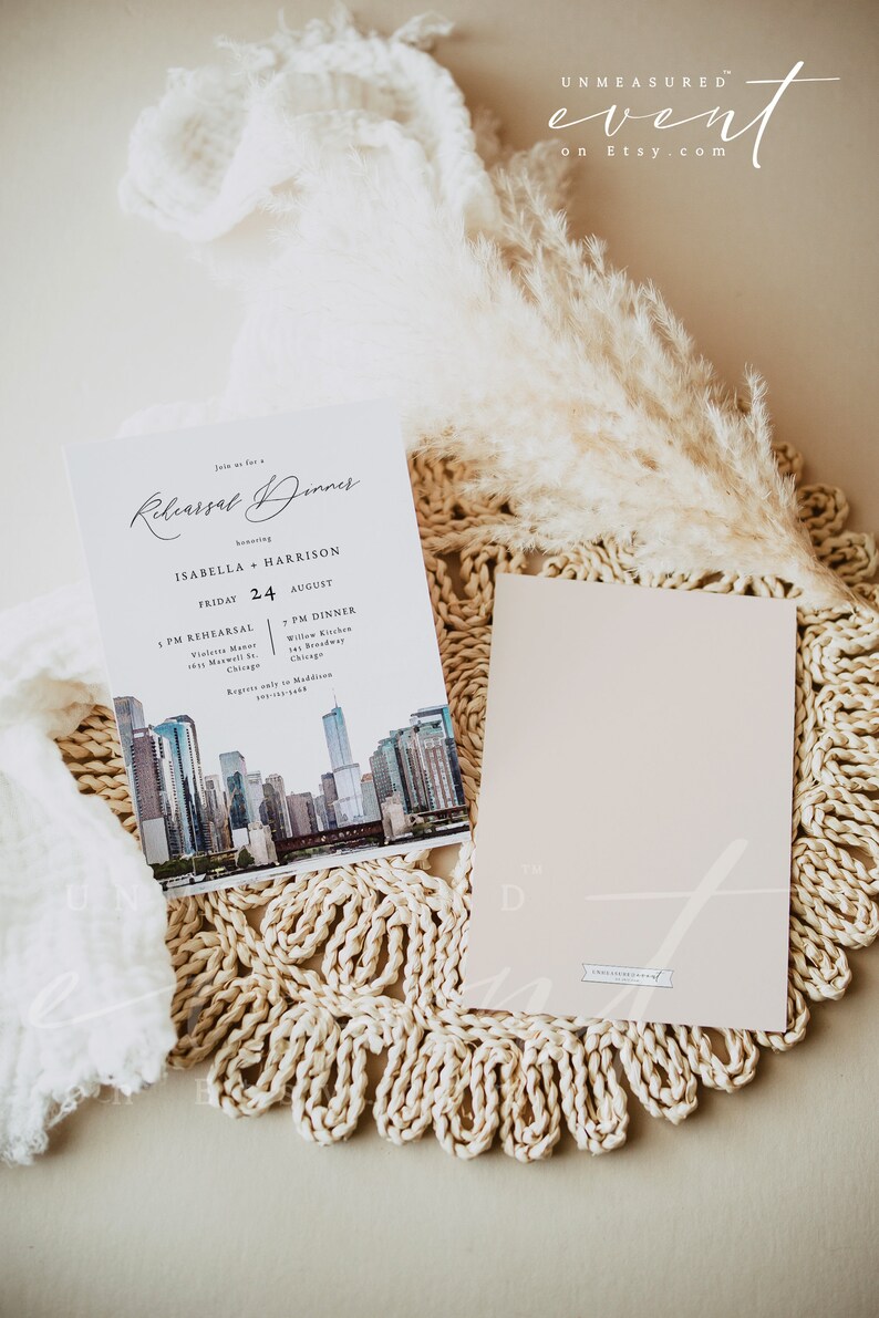 CHICAGO Rehearsal Dinner Invitation Template Watercolor | Etsy