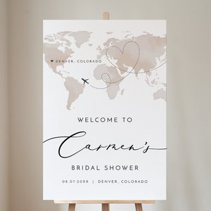 CARMEN Bridal Shower Welcome Sign Template, Travel Themed Bridal Shower ...