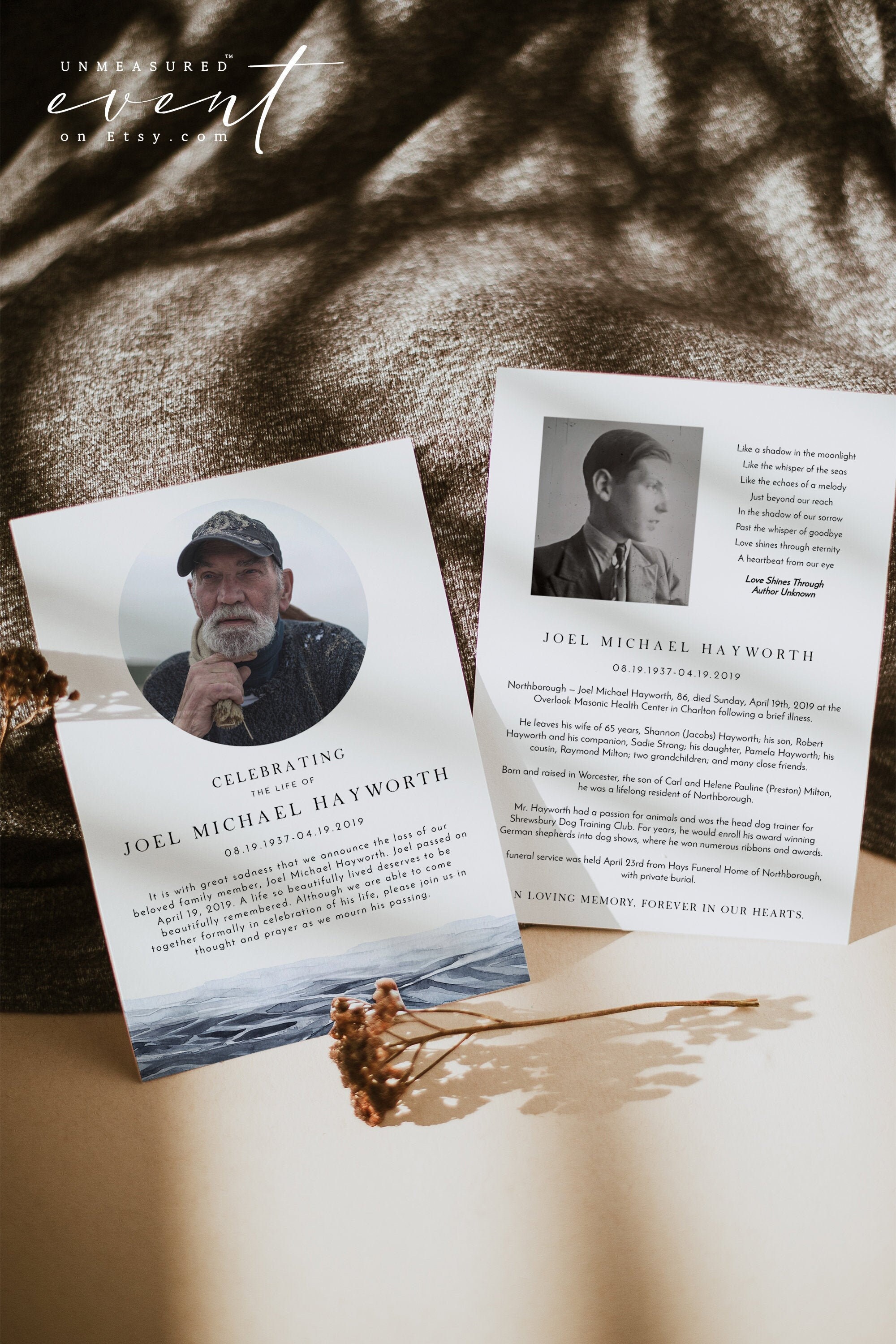 Death Announcement Template Printable Memorial Prayer Card - Etsy