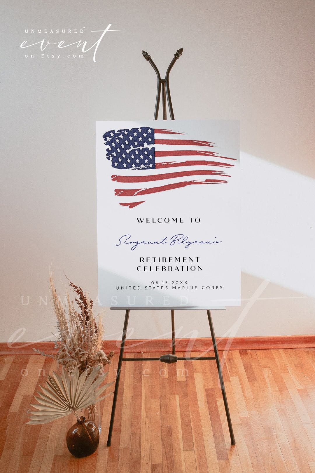 AMERICAN FLAG Retirement Party Welcome Sign Template, Army Retirement ...