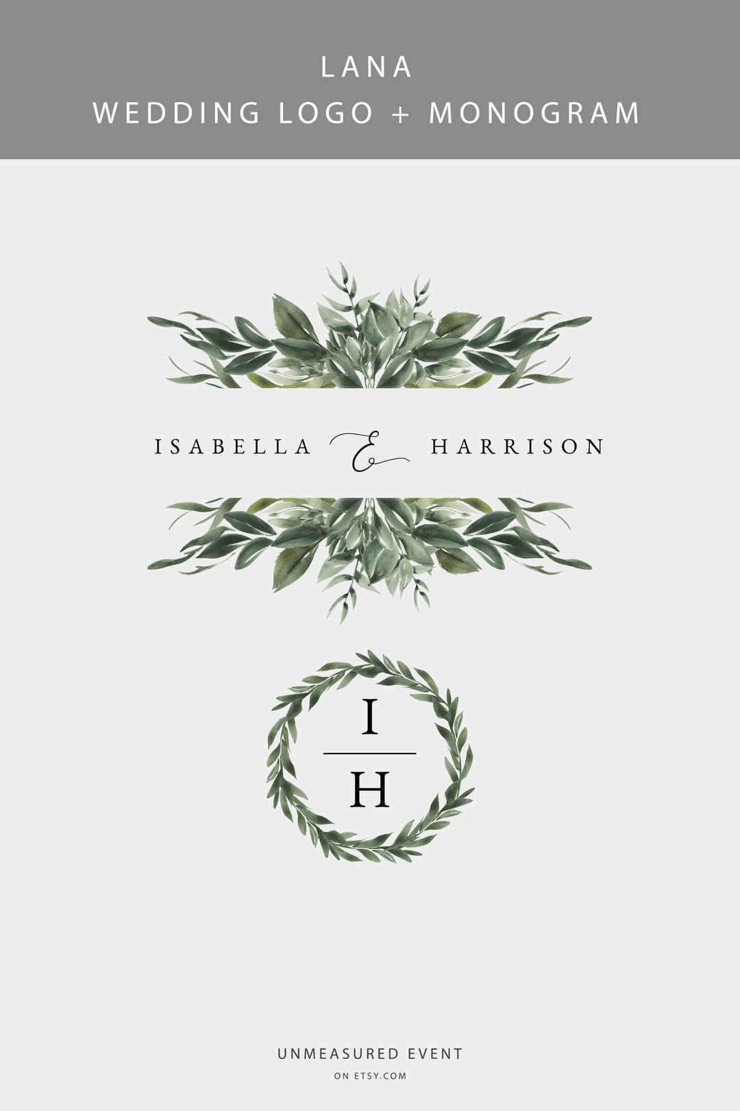 LANA Greenery Wedding Logo Template, Greenery Logo Design, Photographer ...