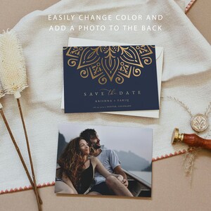 KRISHNA Mandala Save the Date Template, Burgundy Save the Date ...