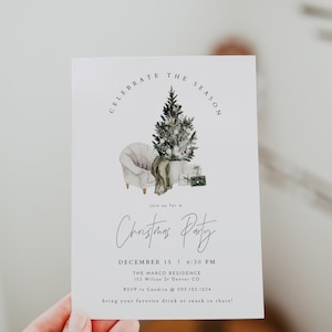 Minimalist Christmas Party Invitation Template, Modern Christmas Invite ...