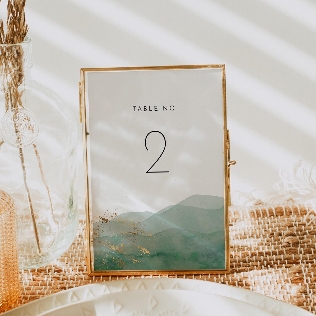 Wedding Table Number Template, Printable Table Number, Sage Watercolor ...