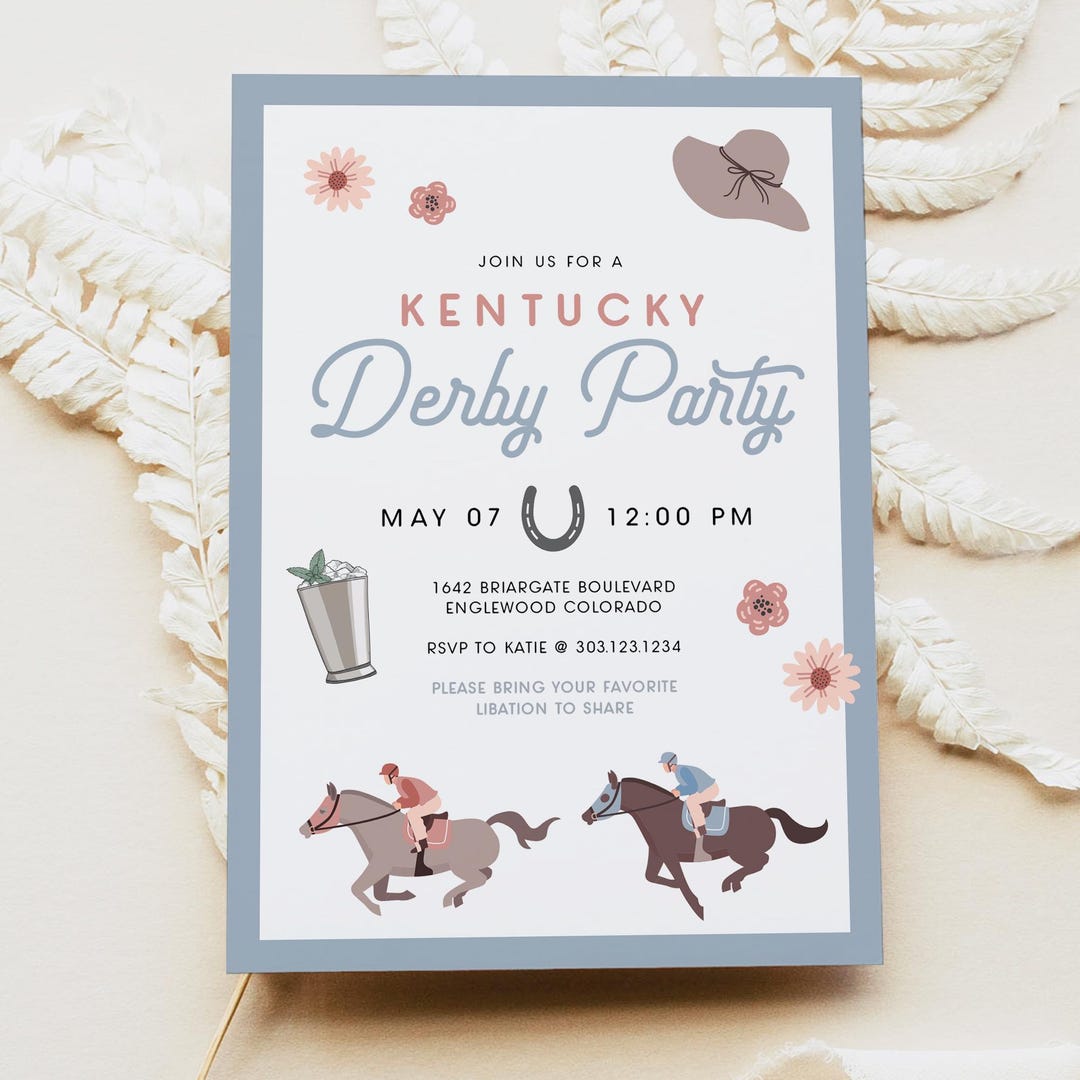 Kentucky Derby Party Invitation Template, Horse Racing Party Invite ...