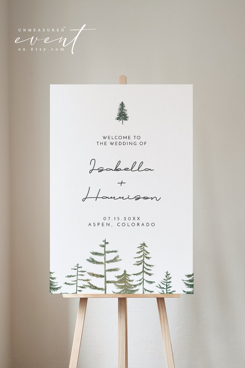 TIMBER Wedding Welcome Sign Template Rustic Mountain Wedding | Etsy