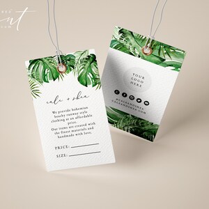 Clothing Hang Tag Printable, Small Business Tag Template, Tropical Hang ...