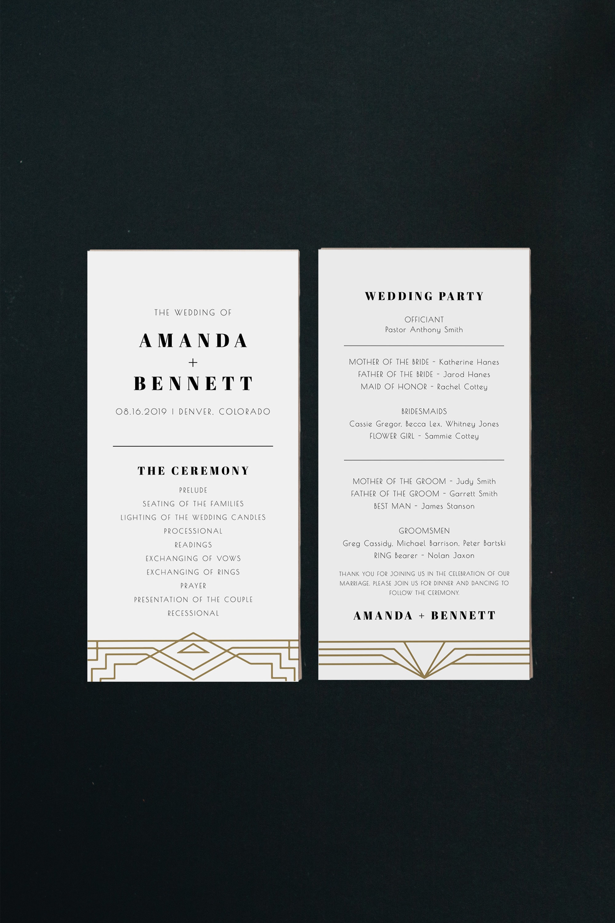 DAISY Art Deco Wedding Program Template 20's Wedding - Etsy