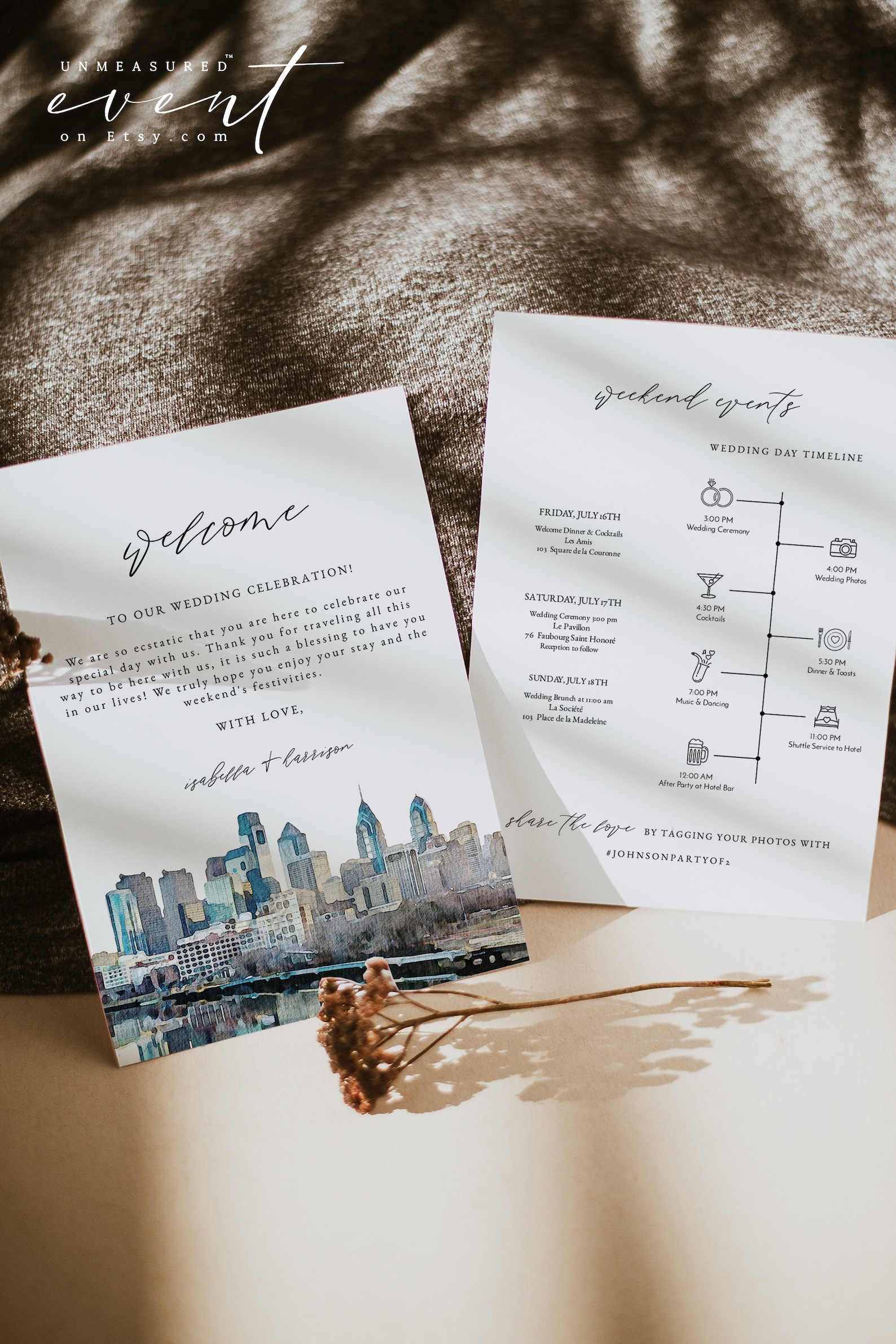 PHILADELPHIA Wedding Welcome Letter Template, Philadelphia Skyline ...