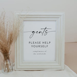 BLAIR Modern Gentlemen Room Sign Template, Minimalist Wedding Bathroom ...