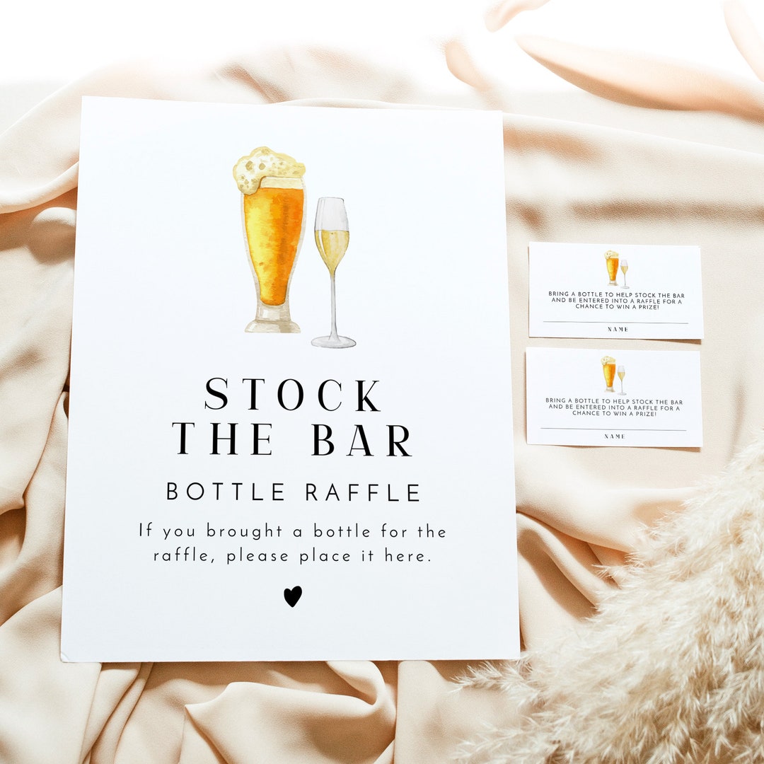 CHARLIE PRINTED + SHIPPED Stock the Bar Set, Bottle Raffle Sign and ...