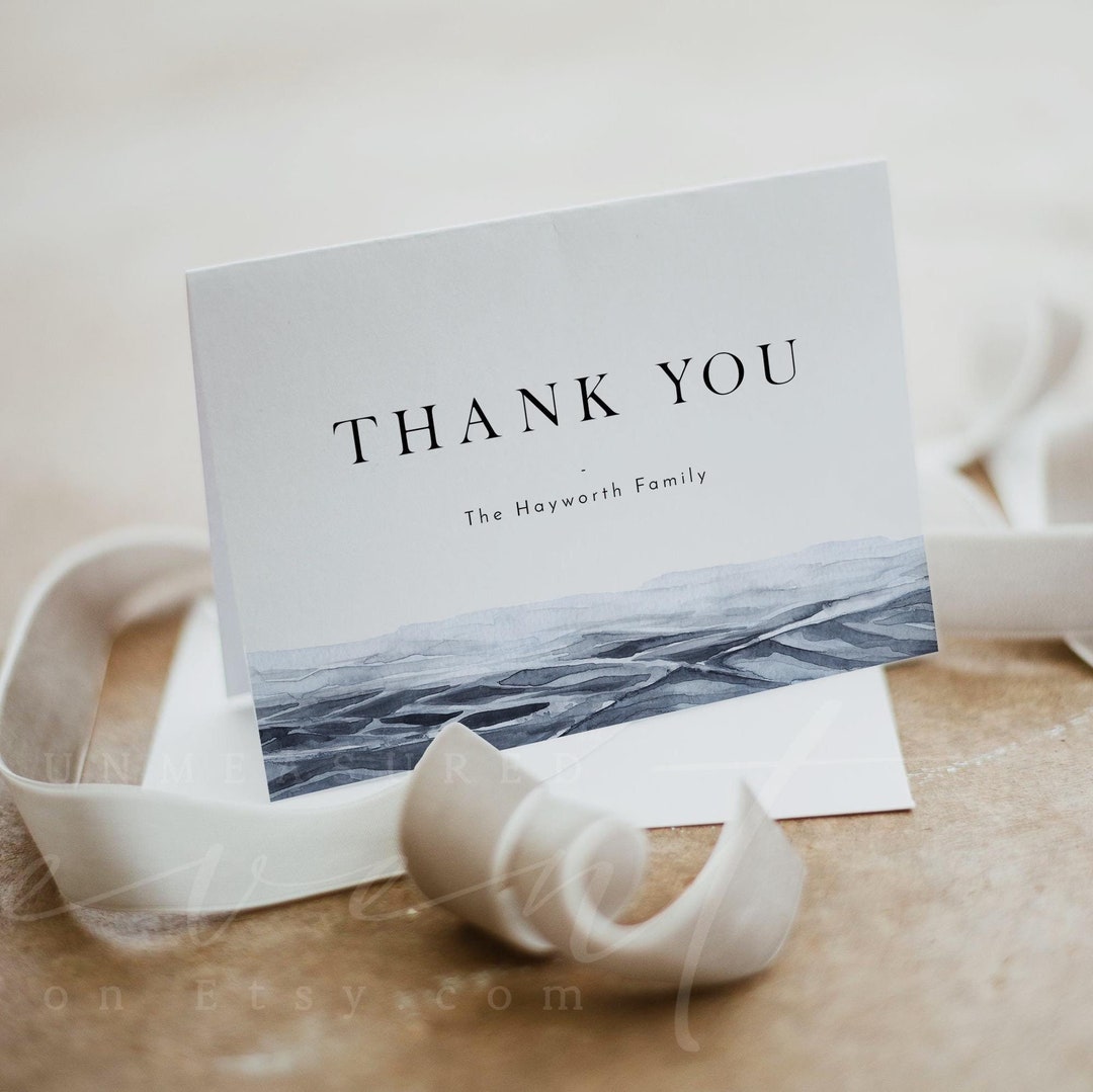 Ocean Thank You Card Template, Printable Thank You Card, Instant ...