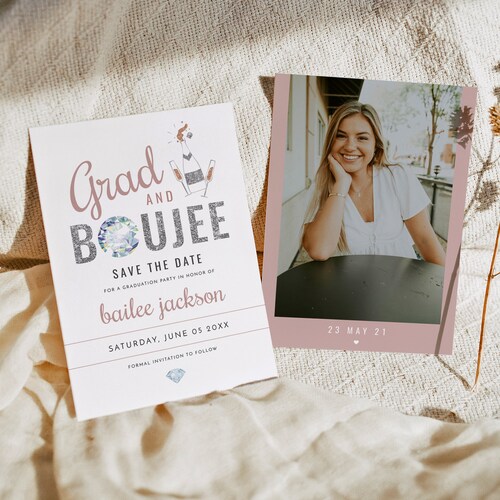 GENNA Grad and Boujee Invitation Template Graduation Party - Etsy