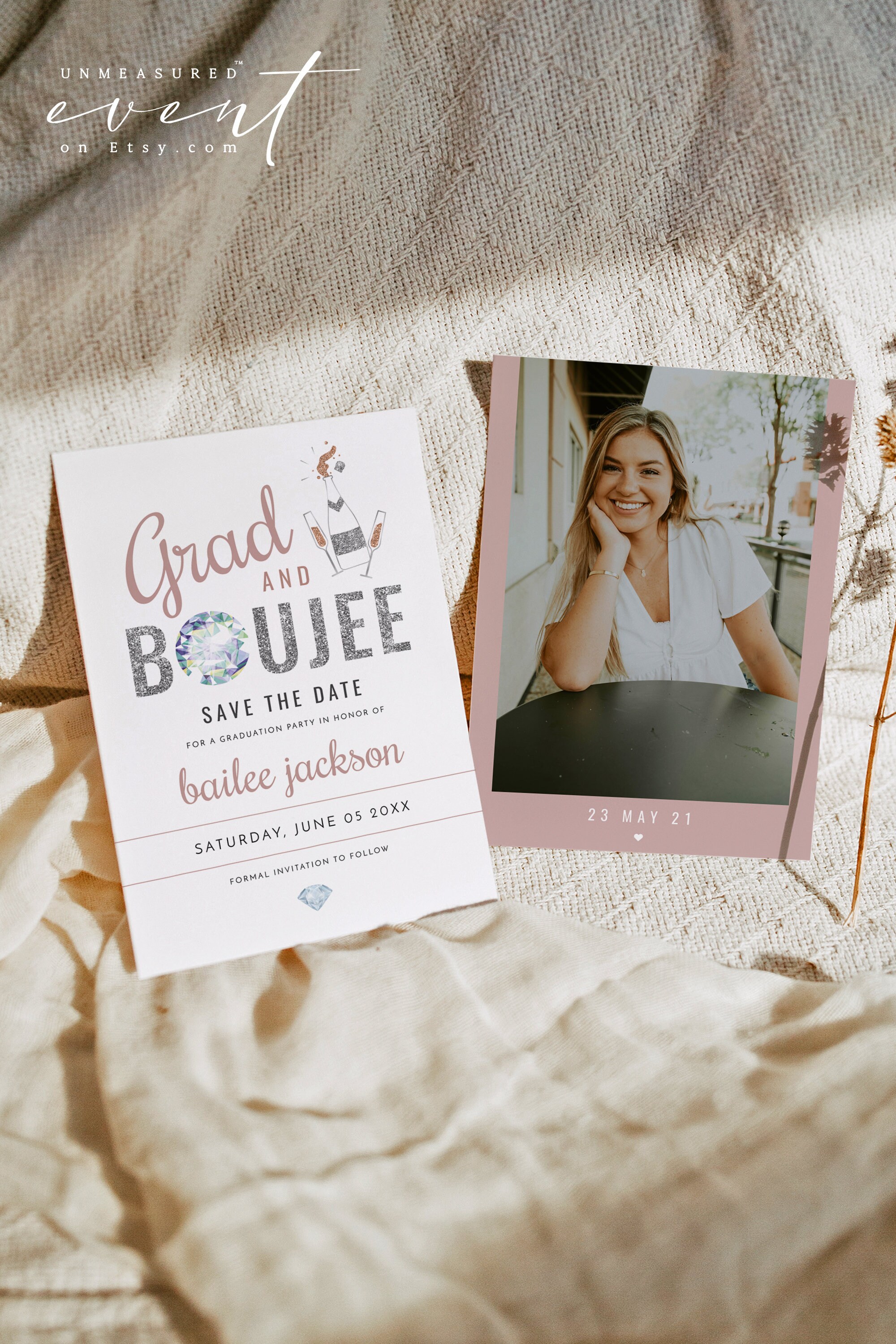 GENNA Grad and Boujee Save the Date Template Graduation Party - Etsy
