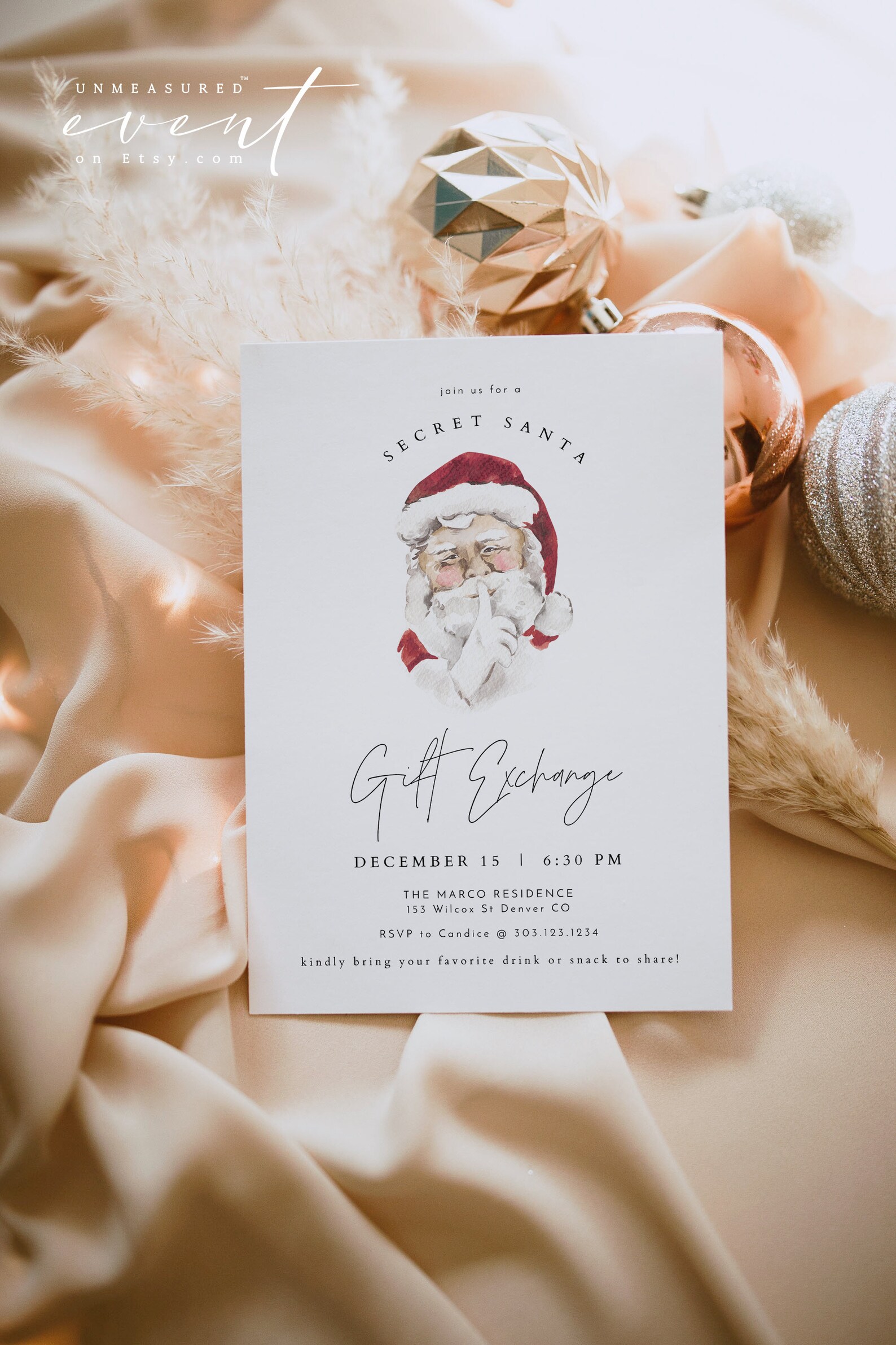 Minimalist Secret Santa Invitation Template, Modern Christmas Gift ...